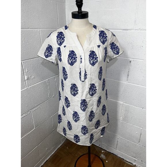 Vineyard Vines | Dresses | Vineyard Vines Linen Dress Blue White Ocean ...